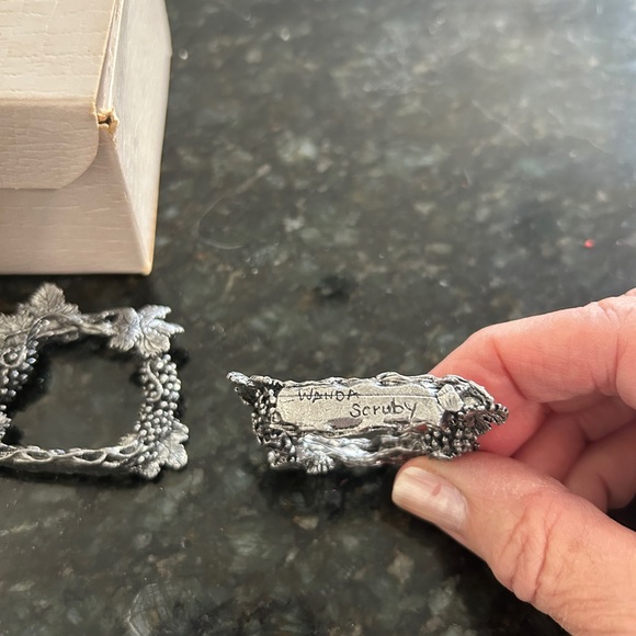 Wanda Scuby | Dining | Nib Signed Wanda Scruby Pewter Set Four Napkin ...